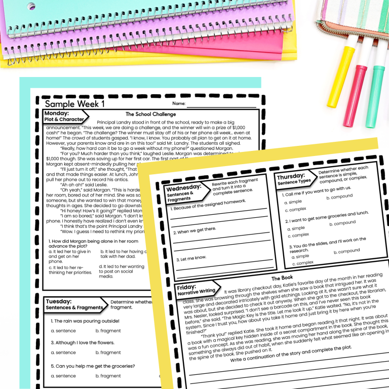 10 Free Middle School ELA Bell Ringers Spiral Review Activities - Hello ...