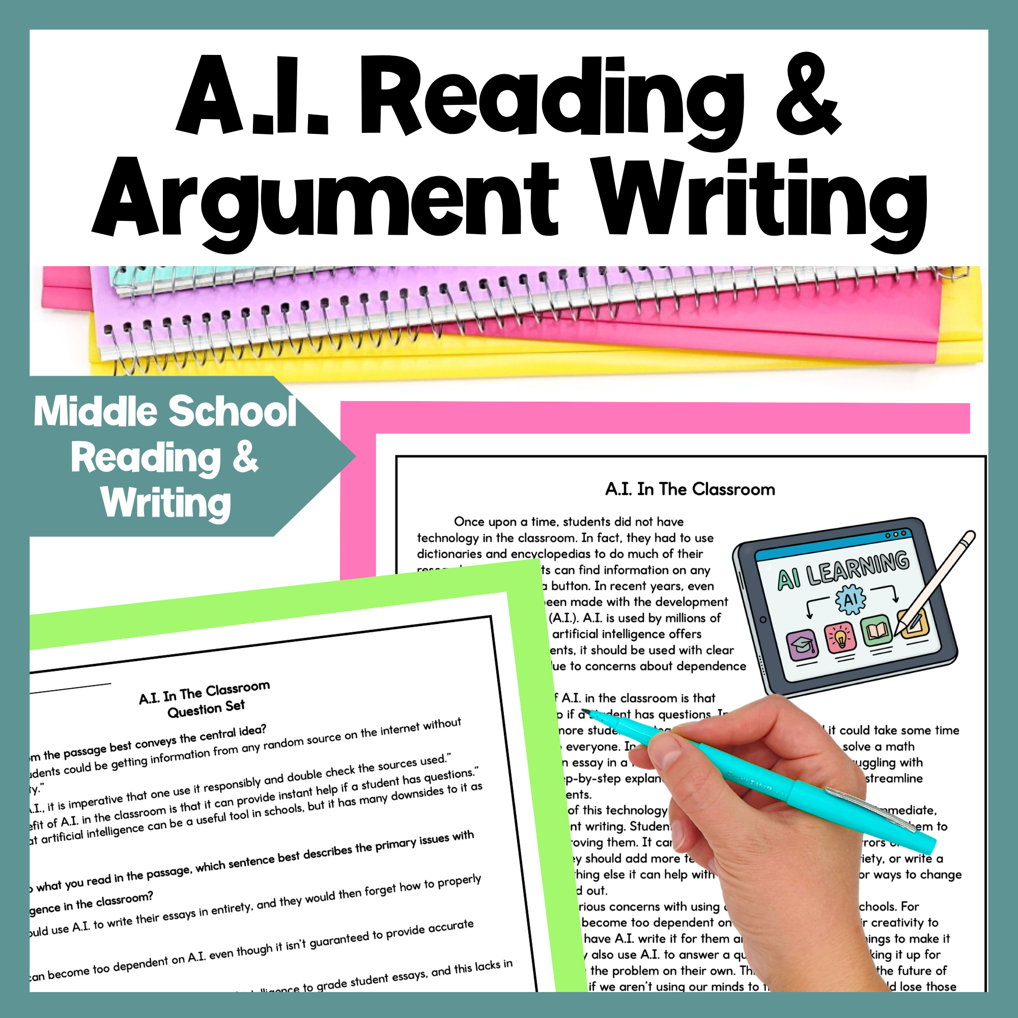 AI Reading Comprehension Argumentative Writing Activities Emergency Sub ...
